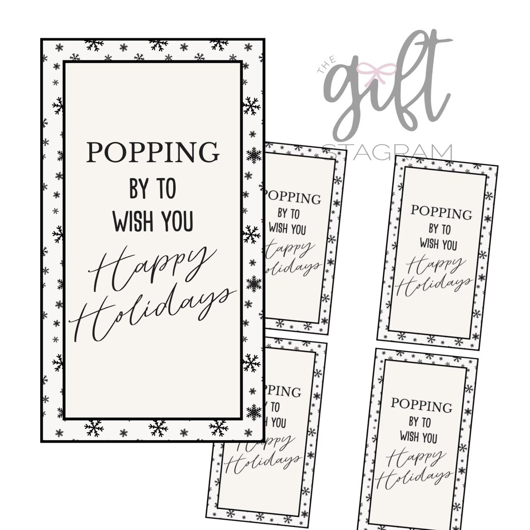 Popping by to Wish You Happy Holidays Gift Tag | DIGITAL DOWNLOAD ...