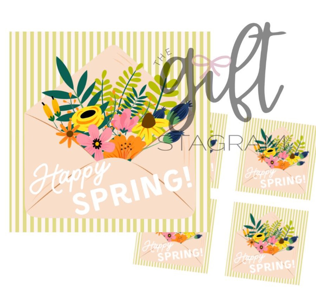 Happy Spring! Gift Tag | DIGITAL DOWNLOAD | Spring Gift Tags | Spring ...
