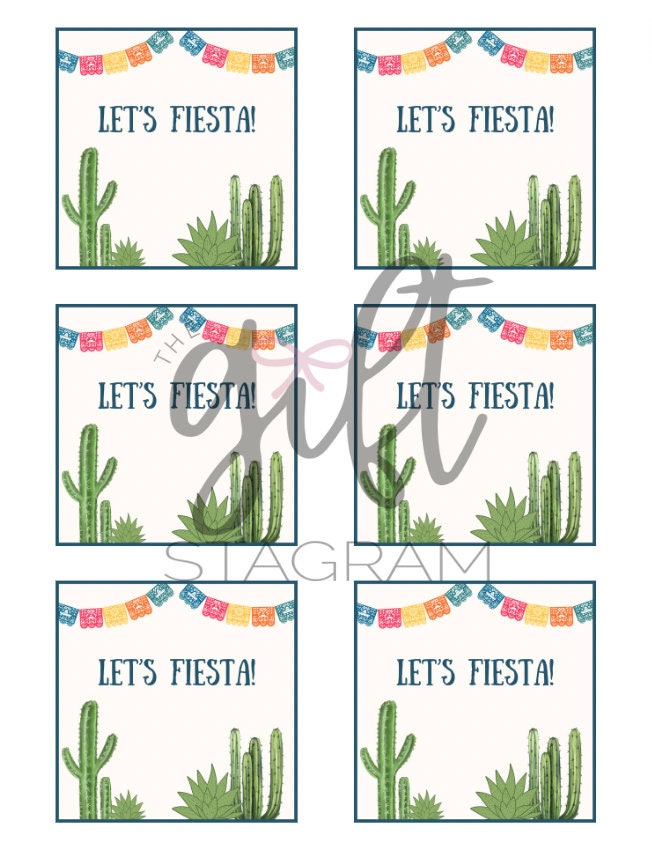 Let's Fiesta Gift Tag DIGITAL DOWNLOAD Summertime Hostess Gift Tag ...