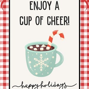 Enjoy A Cup of Cheer Happy Holidays Gift Tag | DIGITAL DOWNLOAD ...