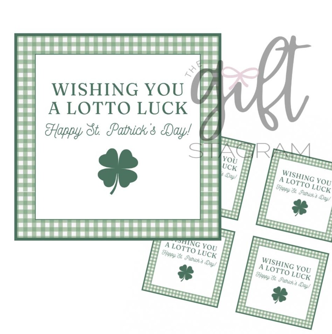 Wishing You A Lotto Luck St. Patrick's Day Gift Tag | DIGITAL DOWNLOAD ...