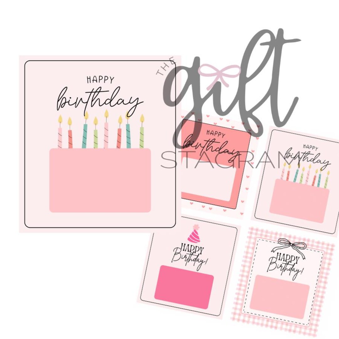 Happy Birthday PINK Gift Tag Bundle | Ways to Gift Birthday Gift Cards ...