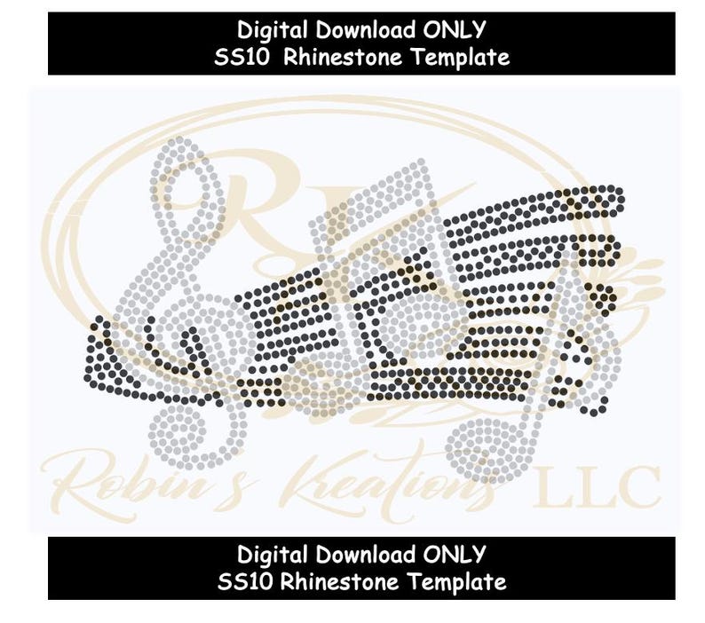 Music Notes Ss10 Rhinestone Template Digital Download - Smaller Version ...
