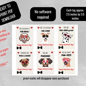 Printable Dog Valentine's Day Cards, Ready to Print Valentines Tags ...
