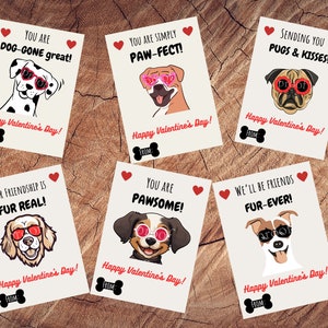 Printable Dog Valentine's Day Cards, Ready to Print Valentines Tags ...