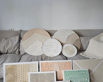 White Ripples Canvas Original Acrylic Texture Plaster Painting Natural ...