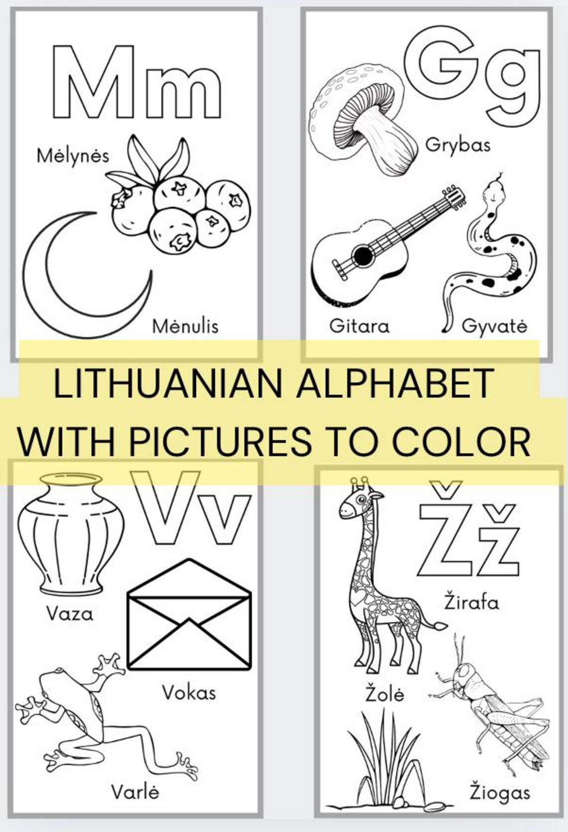32 Lithuanian Alphabet Coloring Pages for Kids: Lietuvių Kalbos Abėcėlė ...