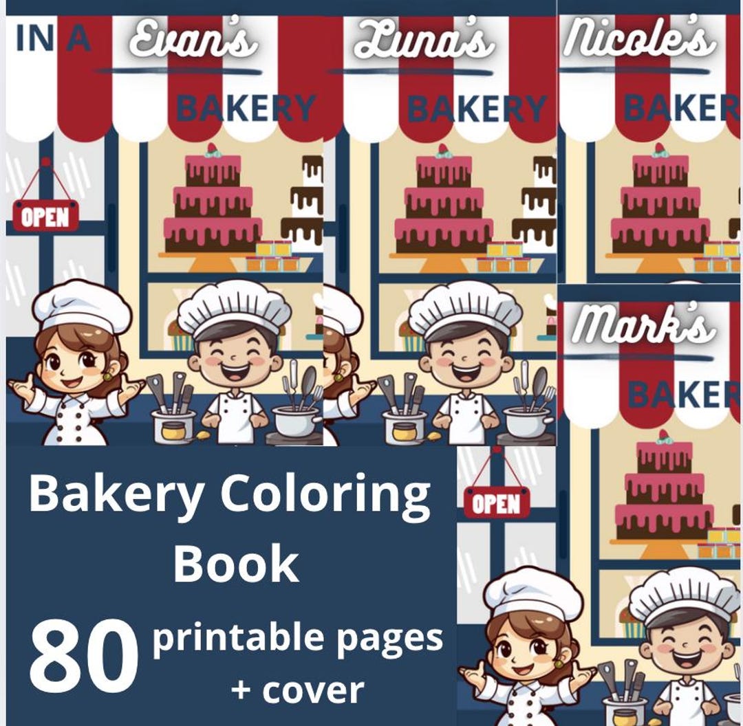In A Bakery, Personalizable Coloring Pages, Digital PDF for ...