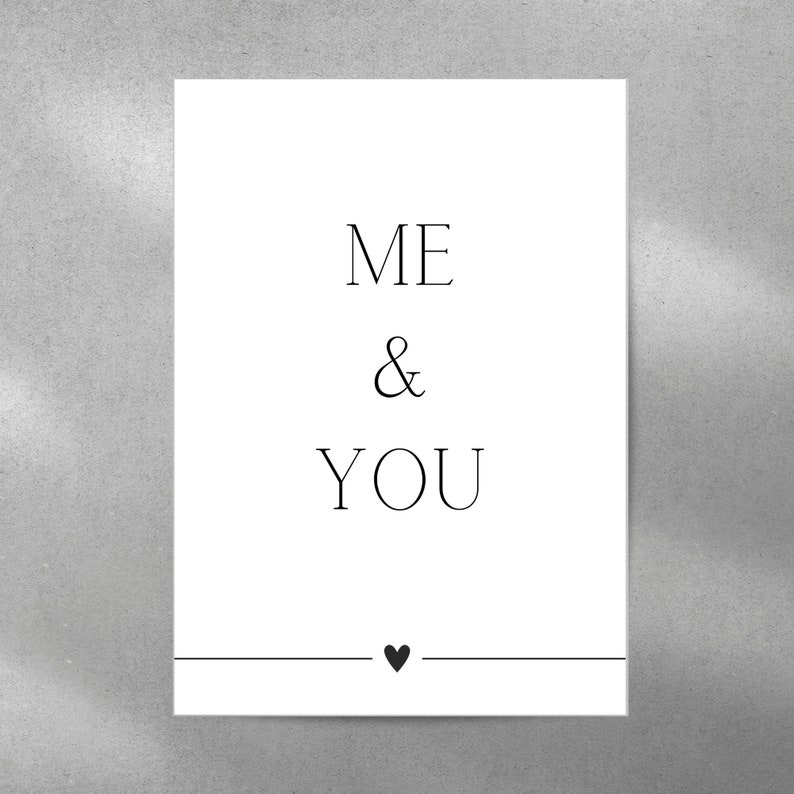 ME&YOU With Little Heart, Printable Minimalistic Art Print, Art Print ...