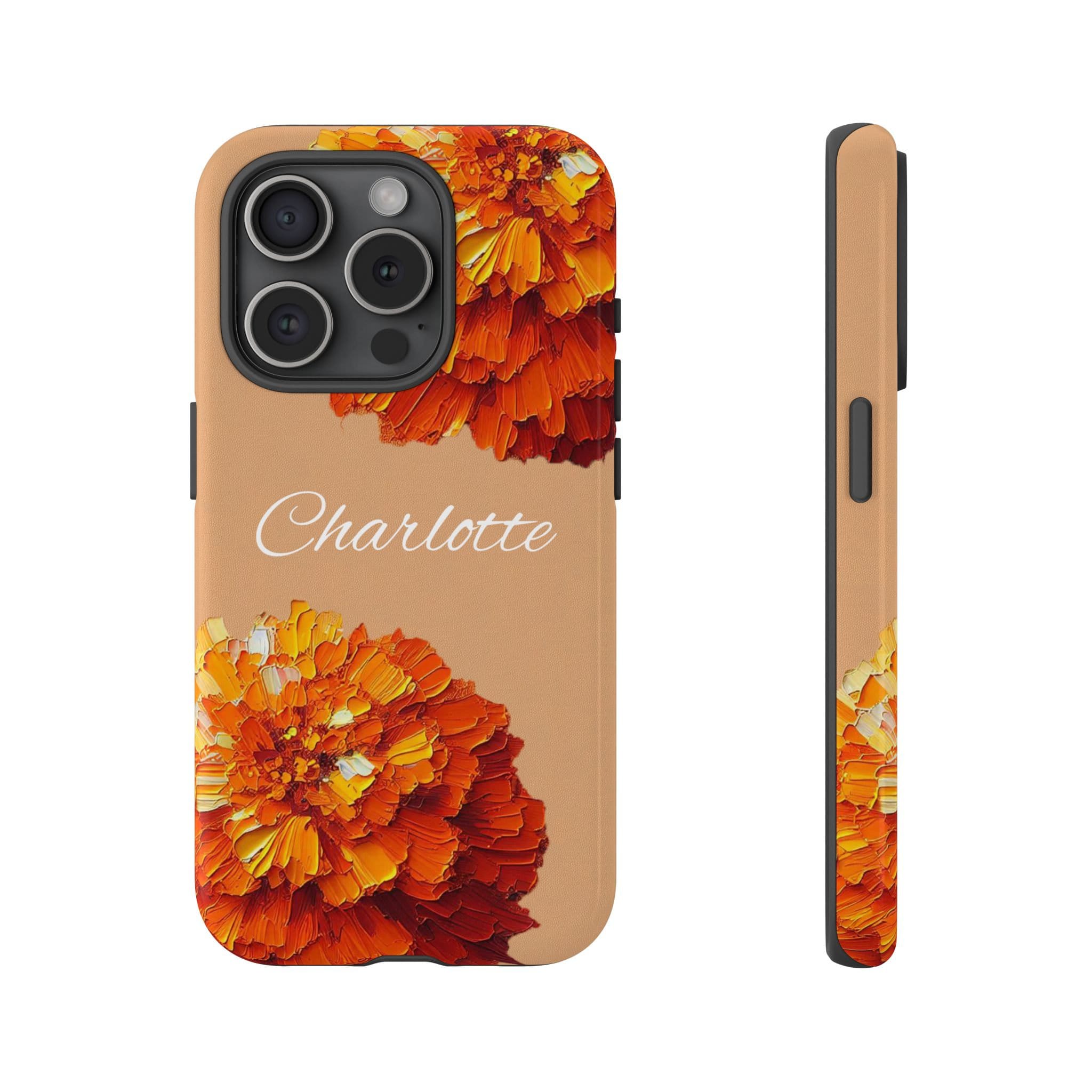 Orange October Marigold Birth Flower Phone Case, Cute Aesthetic, iPhone ...