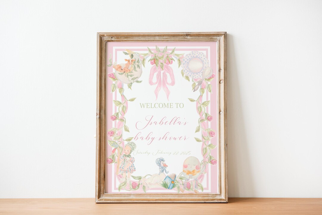 Nursery Rhyme Baby Shower Welcome Sign | Hey Diddle Diddle | Humpty ...