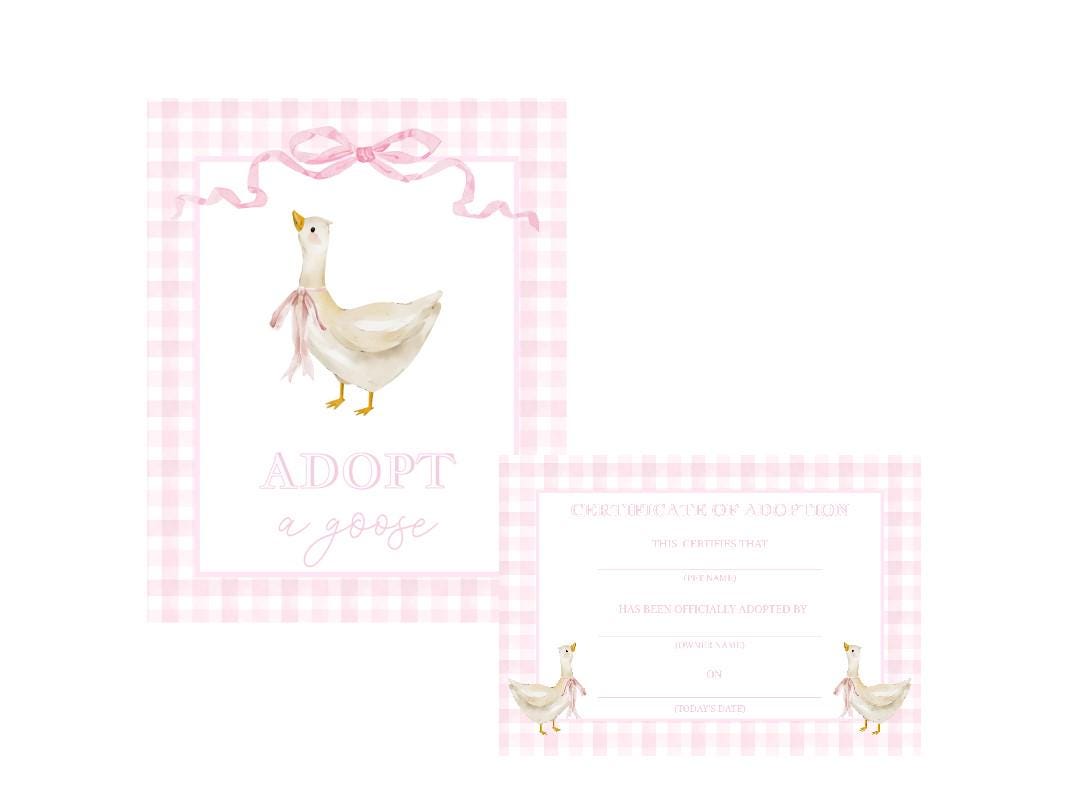 One Silly Goose Adopt A Goose Sign | Watercolor | Girl's Birthday Theme ...