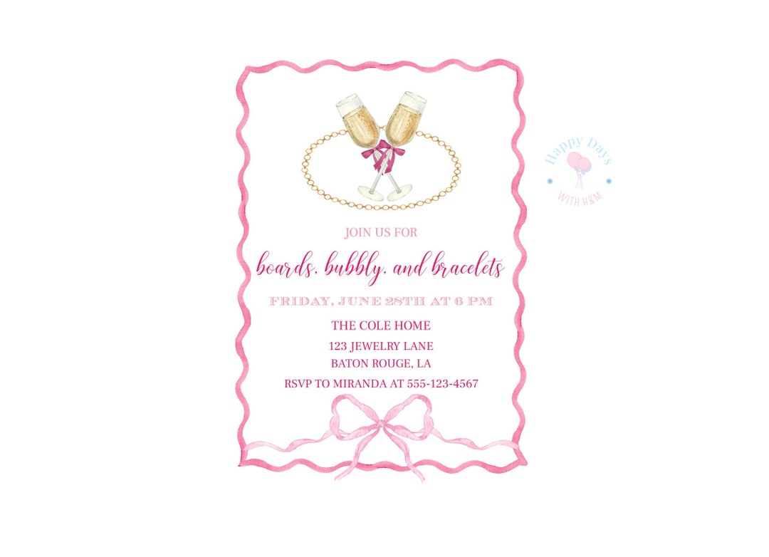 Jewelry Party Invitation | Permanent Bracelet Party | Bubbly | Bubbles ...