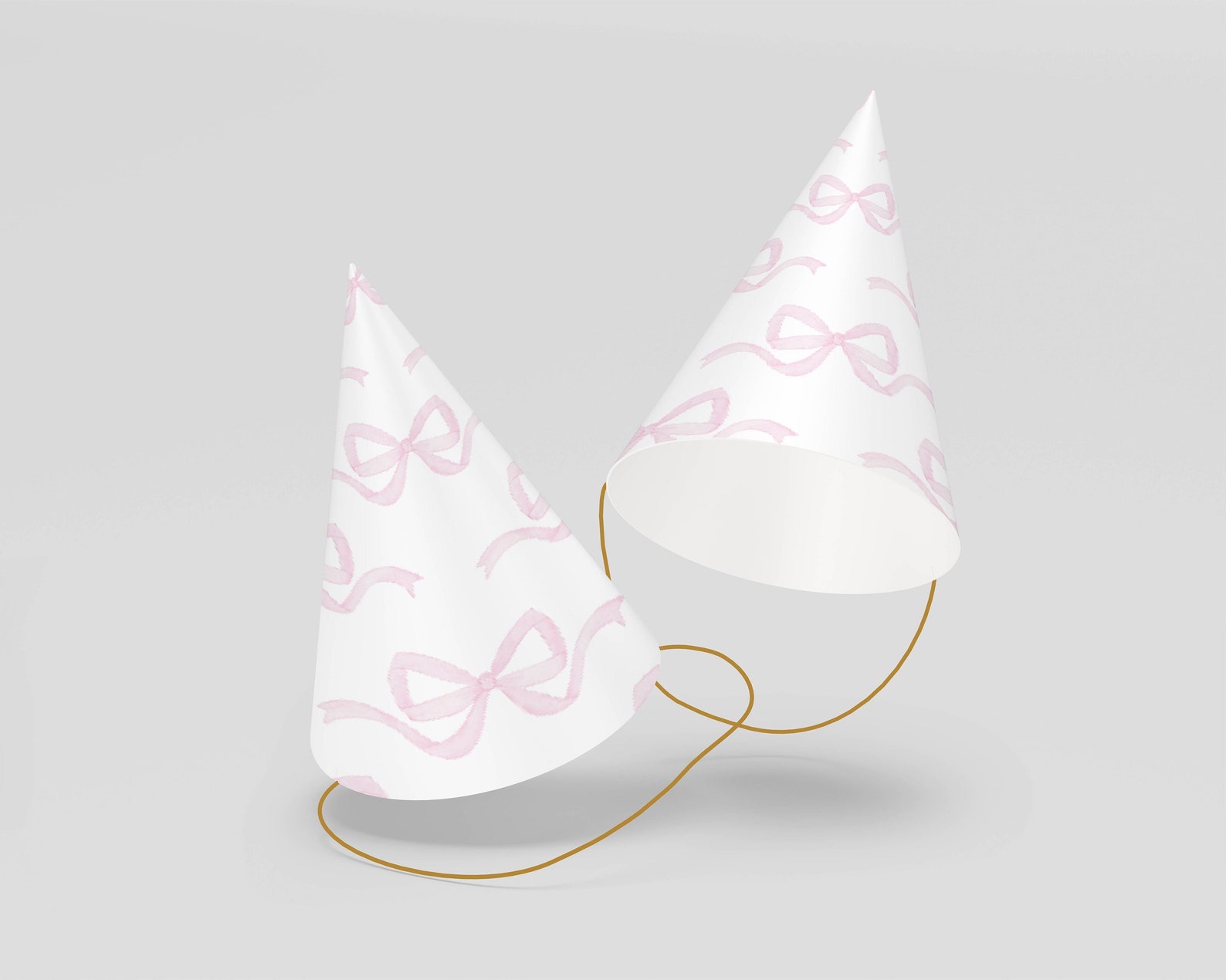 Watercolor Pink Bows Printable Party Hat | Digital Party Decor | Girl ...