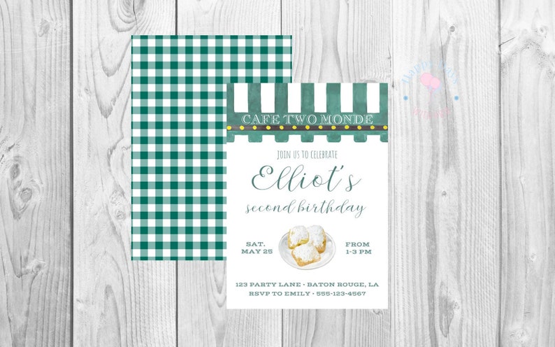 Cafe Two Monde Birthday Invitation | Cafe Du Monde | Beignet Birthday ...