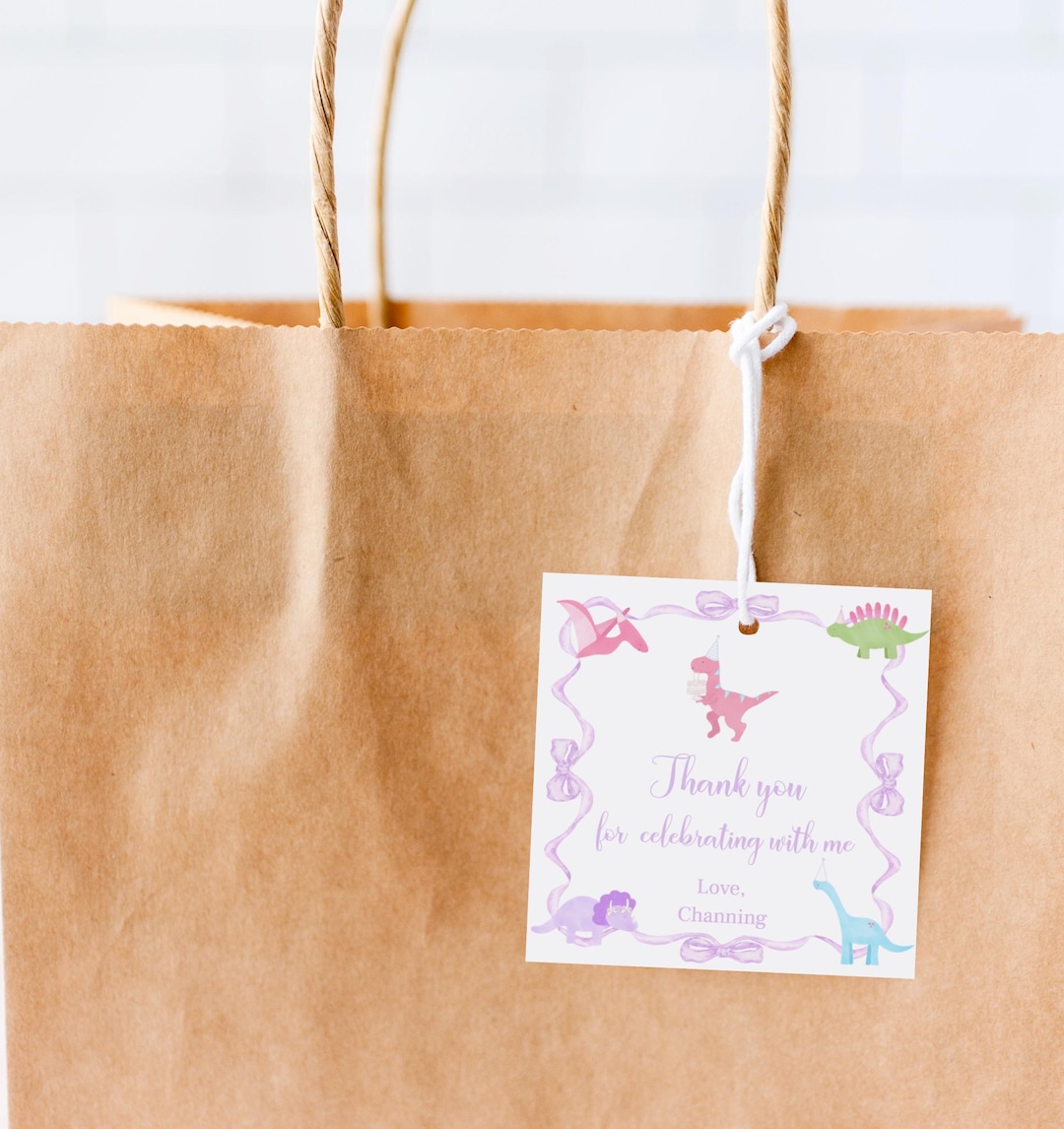 Three-rex Dinosaur Thank You Tags | Favor Tags | Girl Birthday | T-rex ...