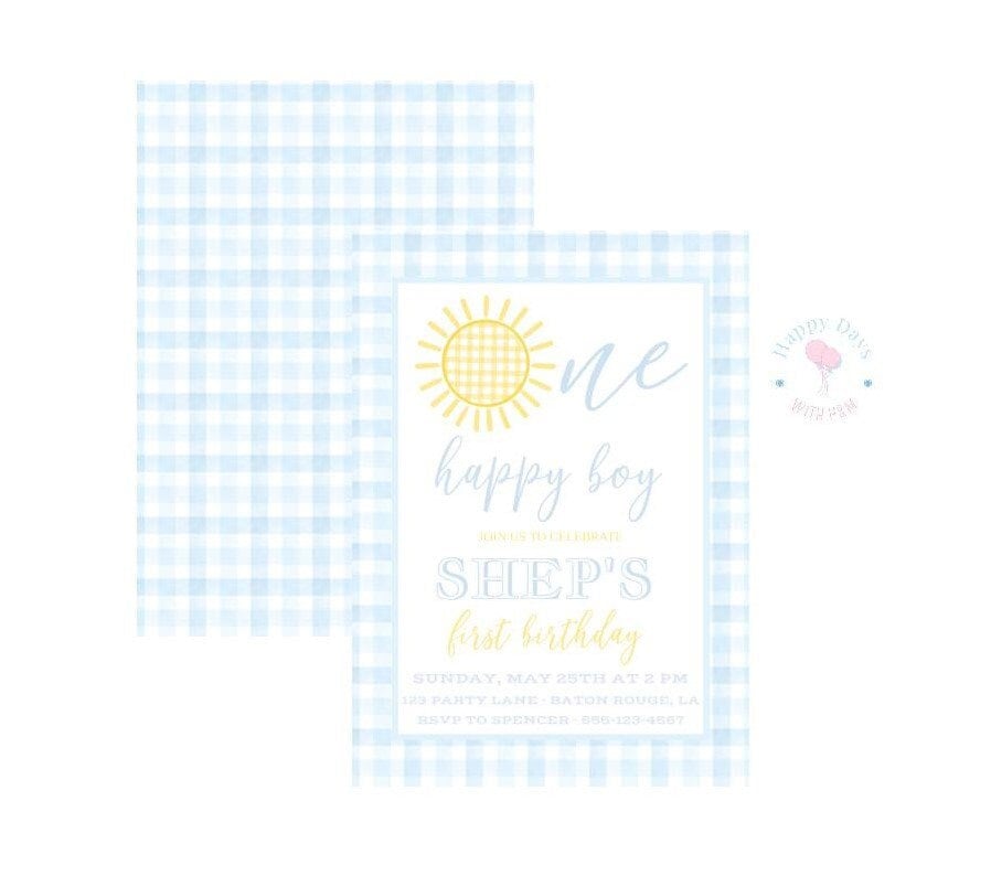 One Happy Boy Birthday Invitation | Sun Birthday | Sunshine | Boy First ...