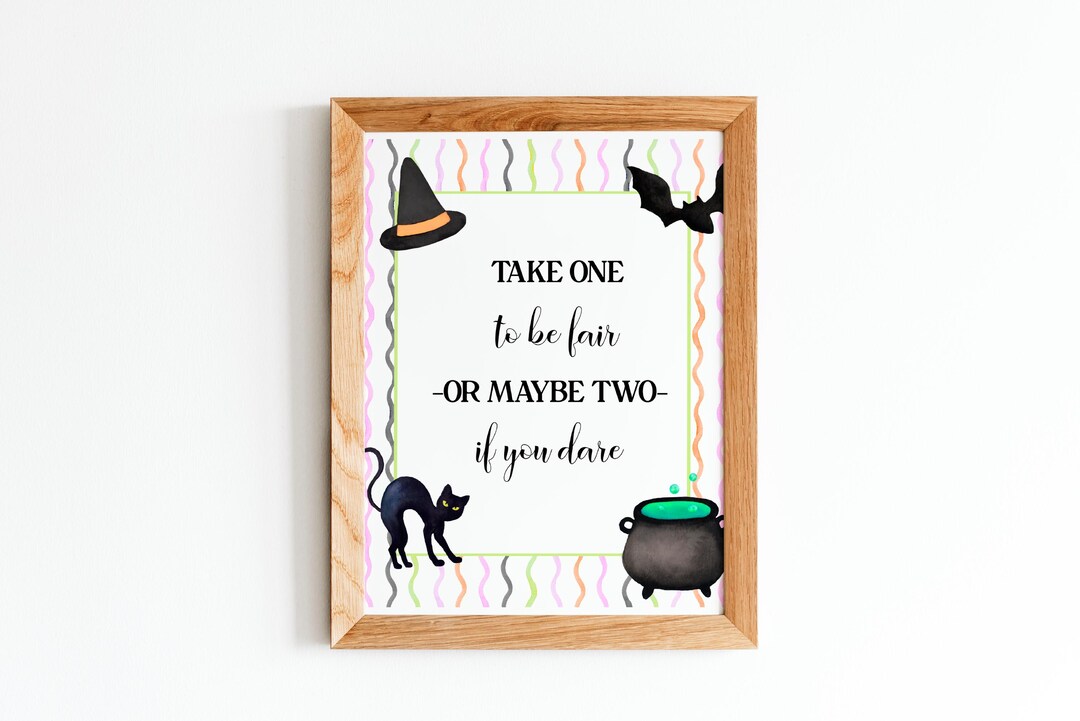 Take a Treat Halloween Table Sign | Take One | Porch Sign | Watercolor ...