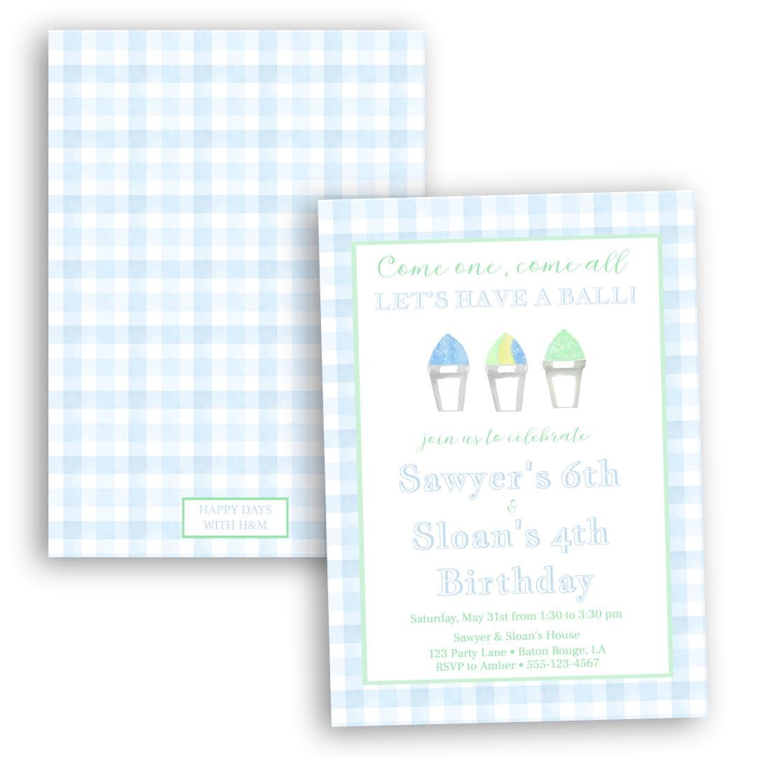 Watercolor Snowball Birthday Invitation | Gingham | Let's Have a Ball ...