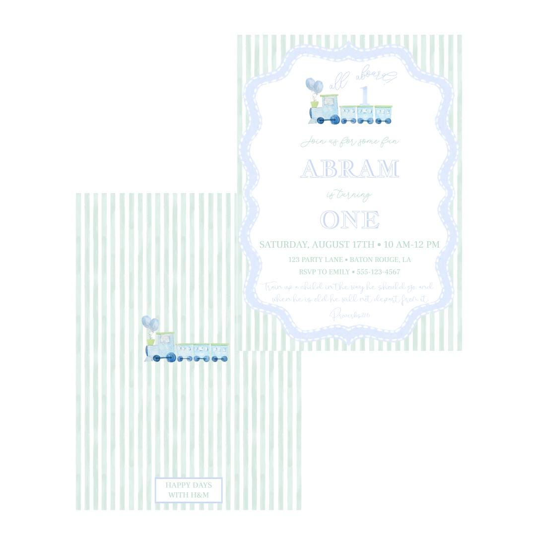Train Birthday Invitation With Bible Quote | Boy Birthday | Train ...