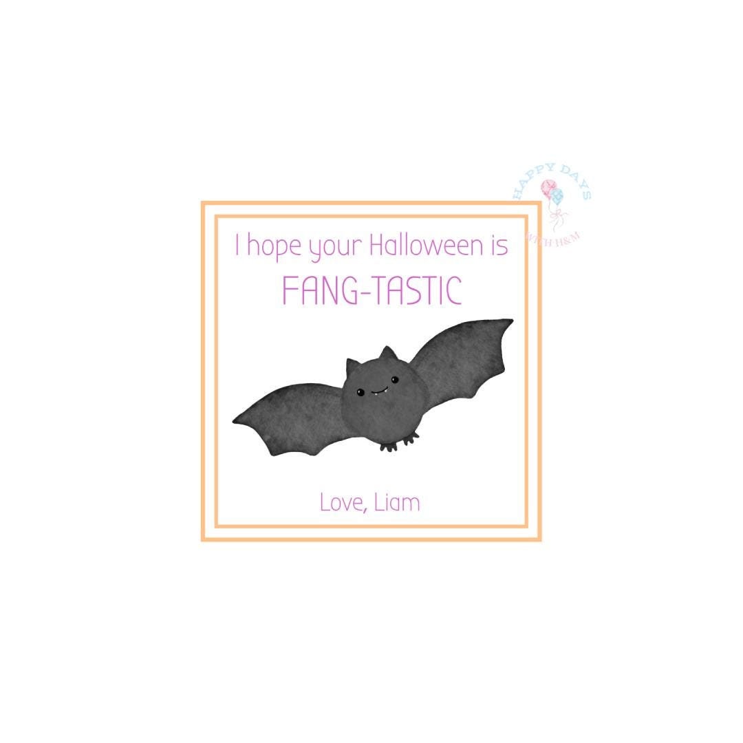 Bat Halloween Favor Tags | Class Tags | Gift Tags | Watercolor | Fang ...