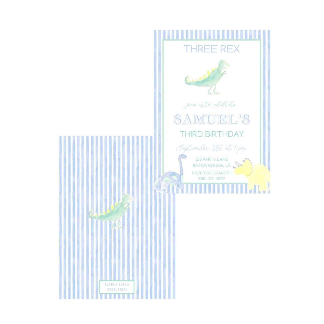 Three-rex Dinosaur Birthday Invitation | Boy Birthday | T-rex ...