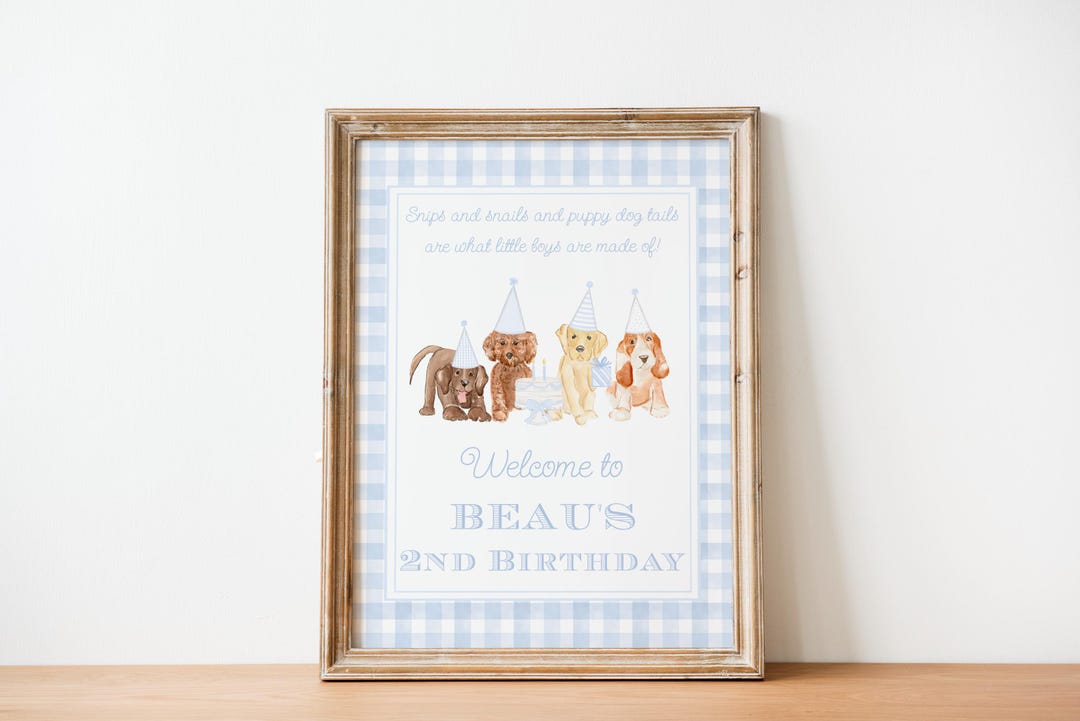 Snips and Snails and Puppy Dog Tails Birthday Welcome Sign | Boy | Blue ...