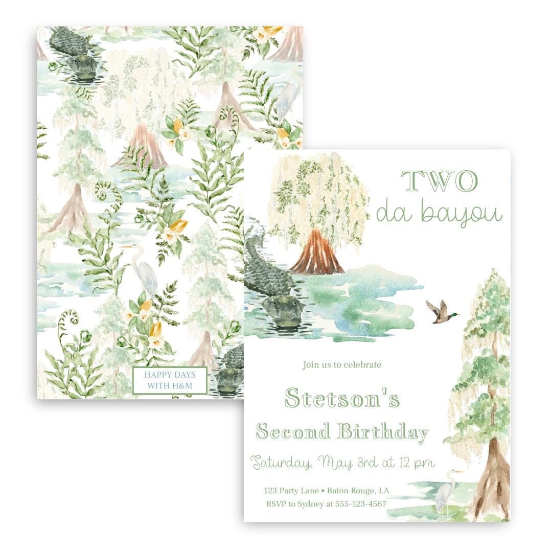 Two Da Bayou Birthday Party Invitation | Alligator | Swamp | Cypress ...