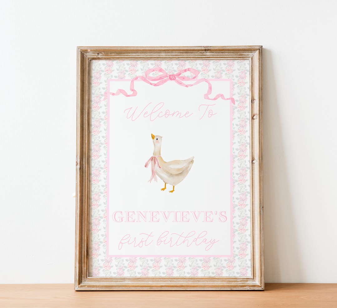 One Silly Goose Birthday Welcome Sign | Hydrangeas | Watercolor | Girl ...