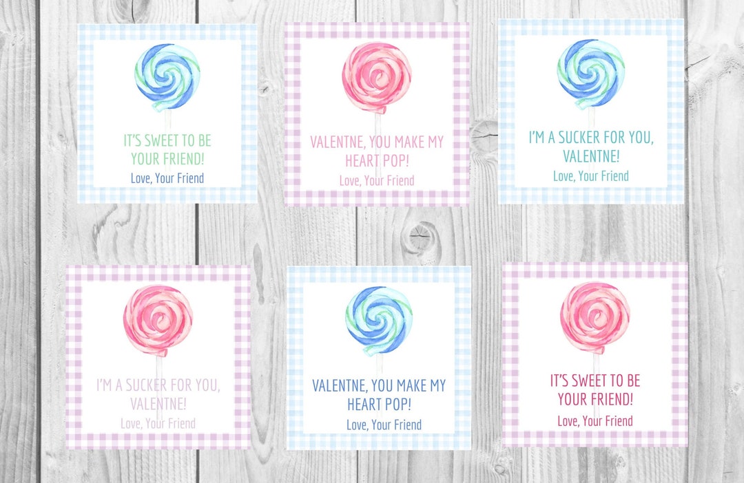 Lollipop Valentine's Day Tags | Candy Valentines | Valentine's Day Tags ...
