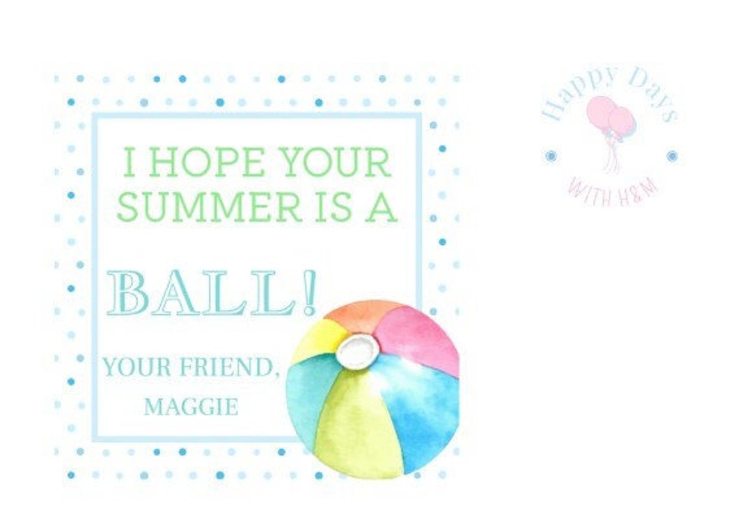 Summer Class Favors | Beach Ball | Gift Tags | End of Year | Editable ...
