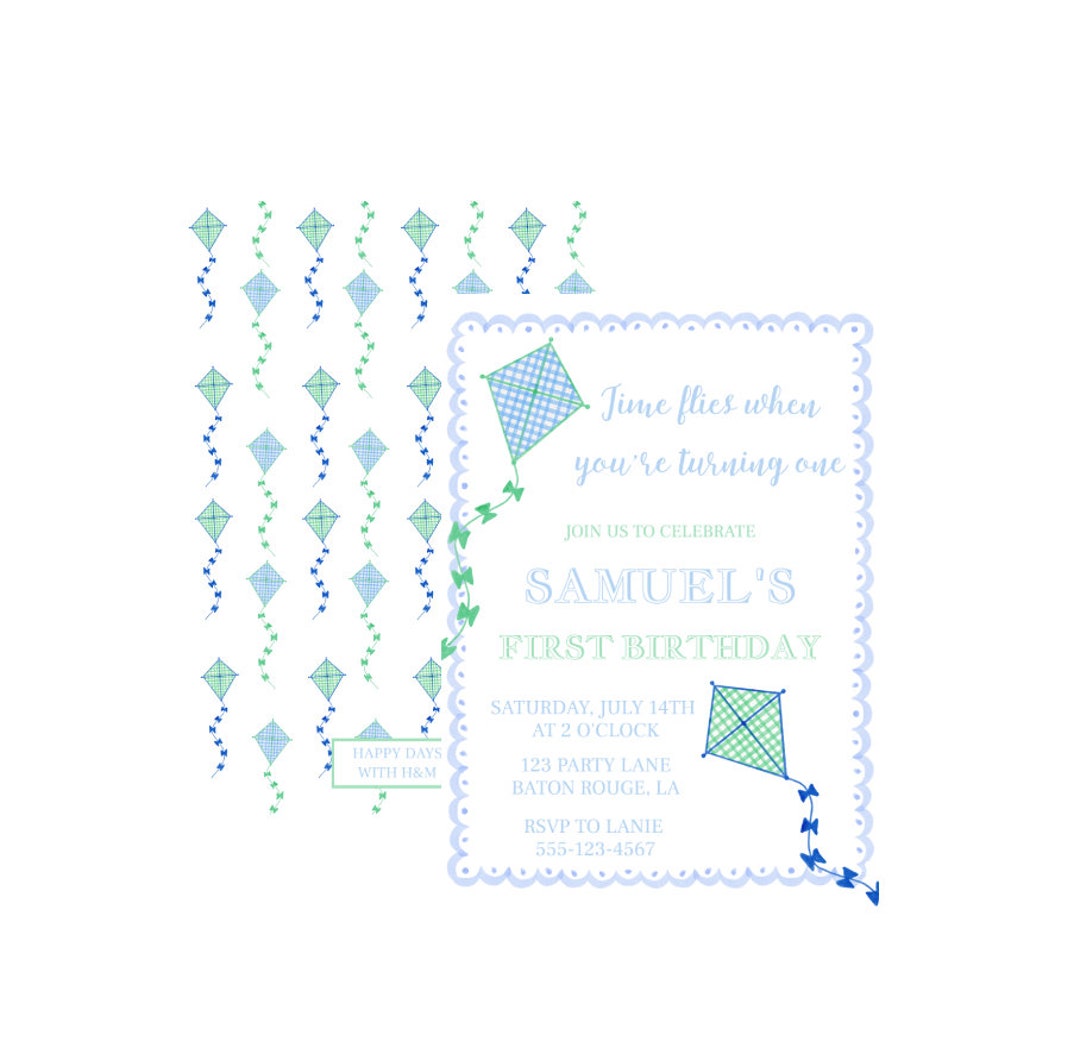 Kite Birthday Invitation | Time Flies When You're Turning One | First ...
