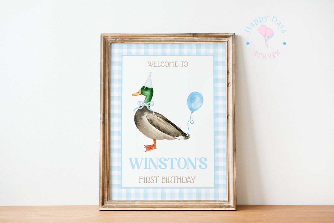 One Lucky Duck Welcome Sign | Poster | Watercolor | Mallard Duck | Boy ...