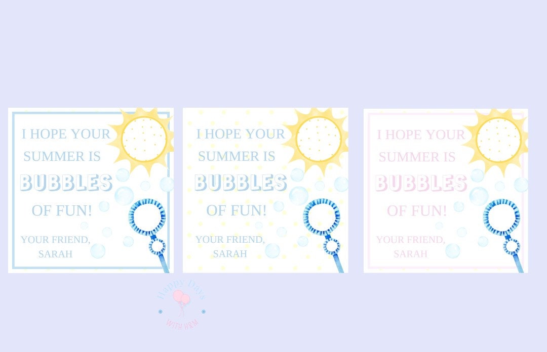 Summer Class Favors | Bubbles | Gift Tags | End of Year | Printable ...