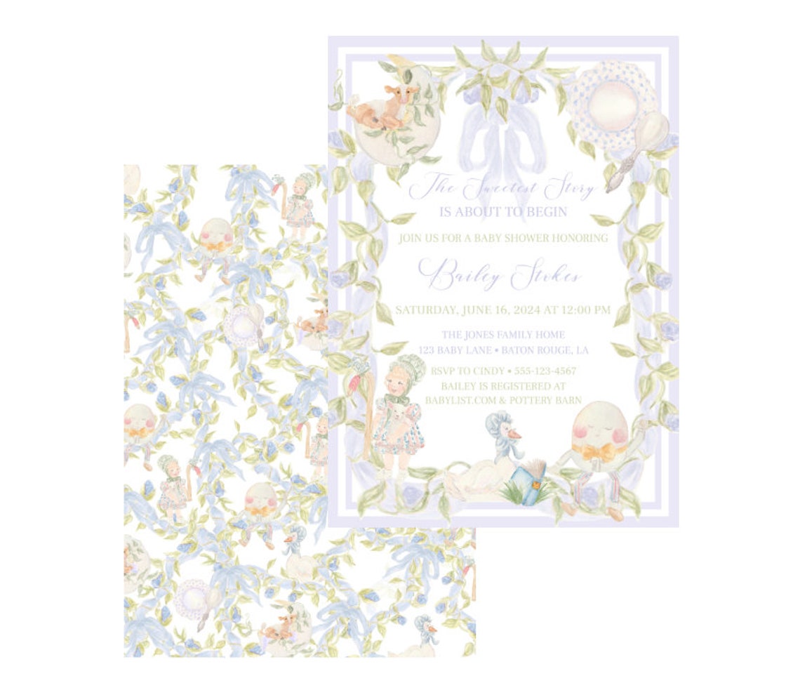 Nursery Rhyme Baby Shower Invitation | Hey Diddle Diddle | Humpty ...