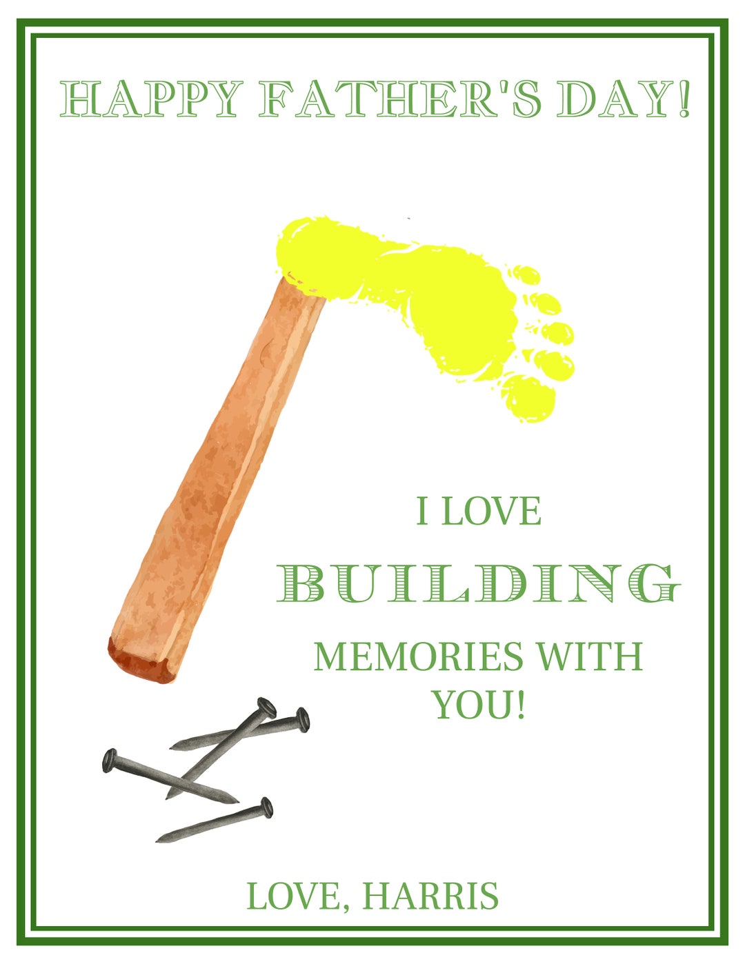 Father's Day Handprint Card | Father's Day Gift | Building | Tools ...