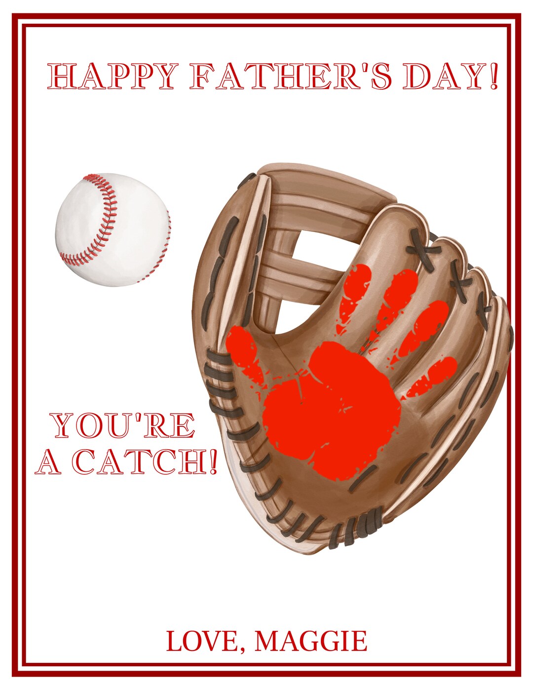 Father's Day Handprint Card | Father's Day Gift | Baseball | Craft ...