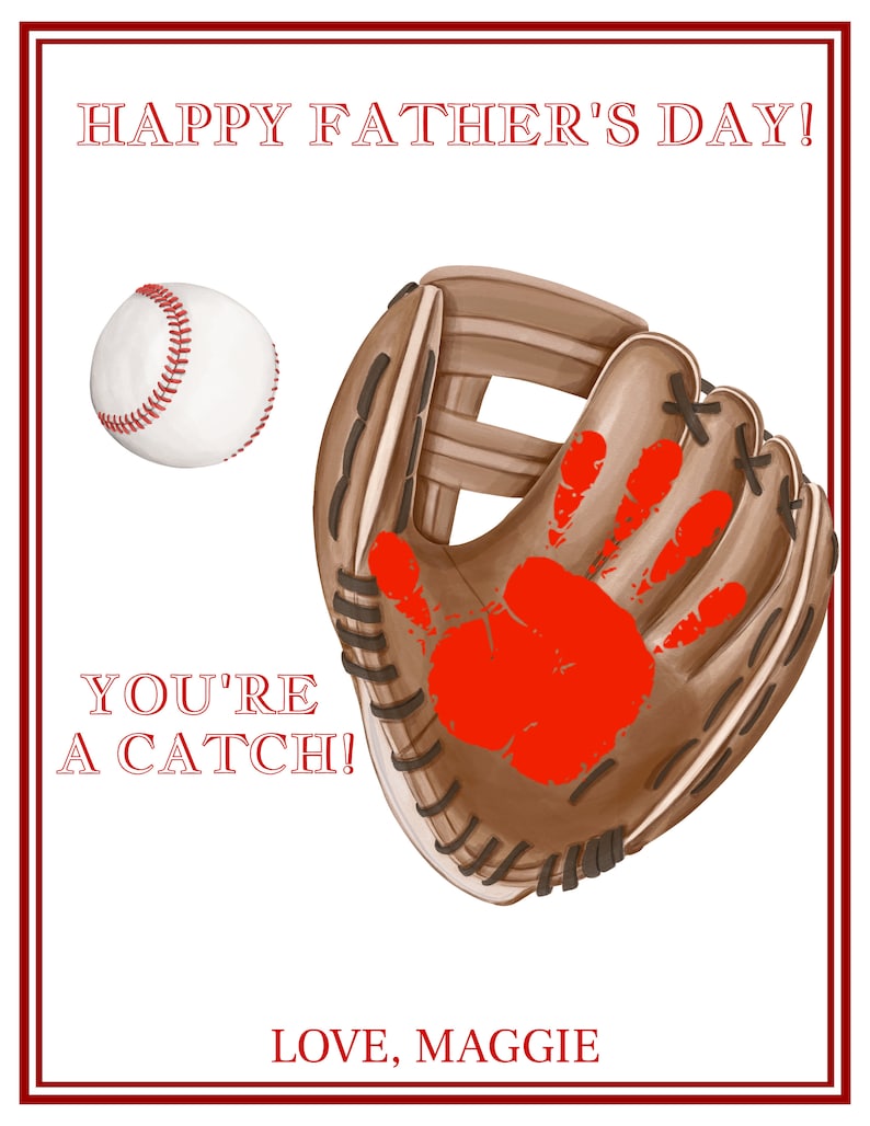 Father's Day Handprint Card | Father's Day Gift | Baseball | Craft ...