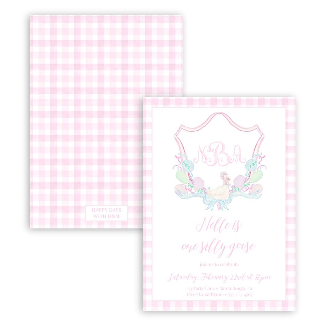 One Silly Goose Birthday Invitation | Mother Goose | Watercolor | Girl ...