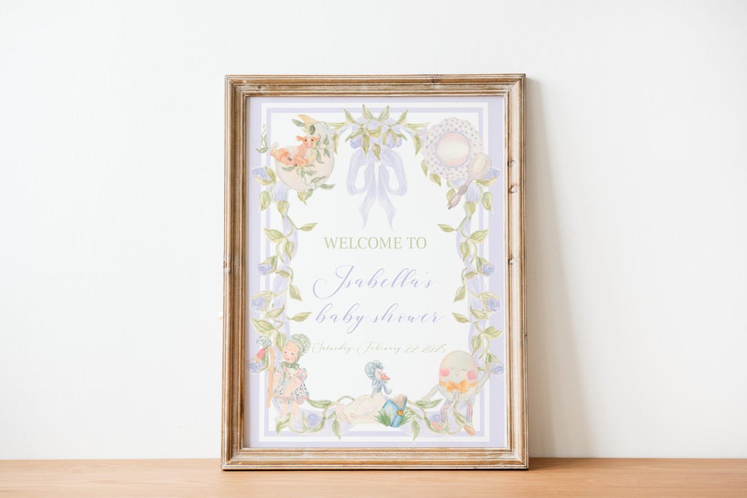 Nursery Rhyme Baby Shower Welcome Sign | Hey Diddle Diddle | Humpty ...