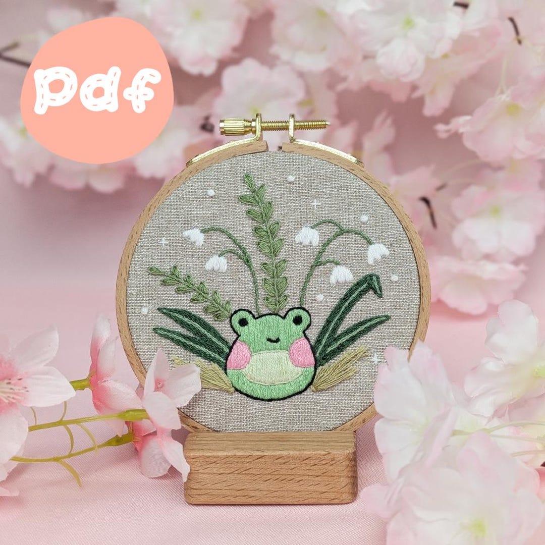 Cute Frog Hand Embroidery Design, Easy Digital Pattern for Beginners ...