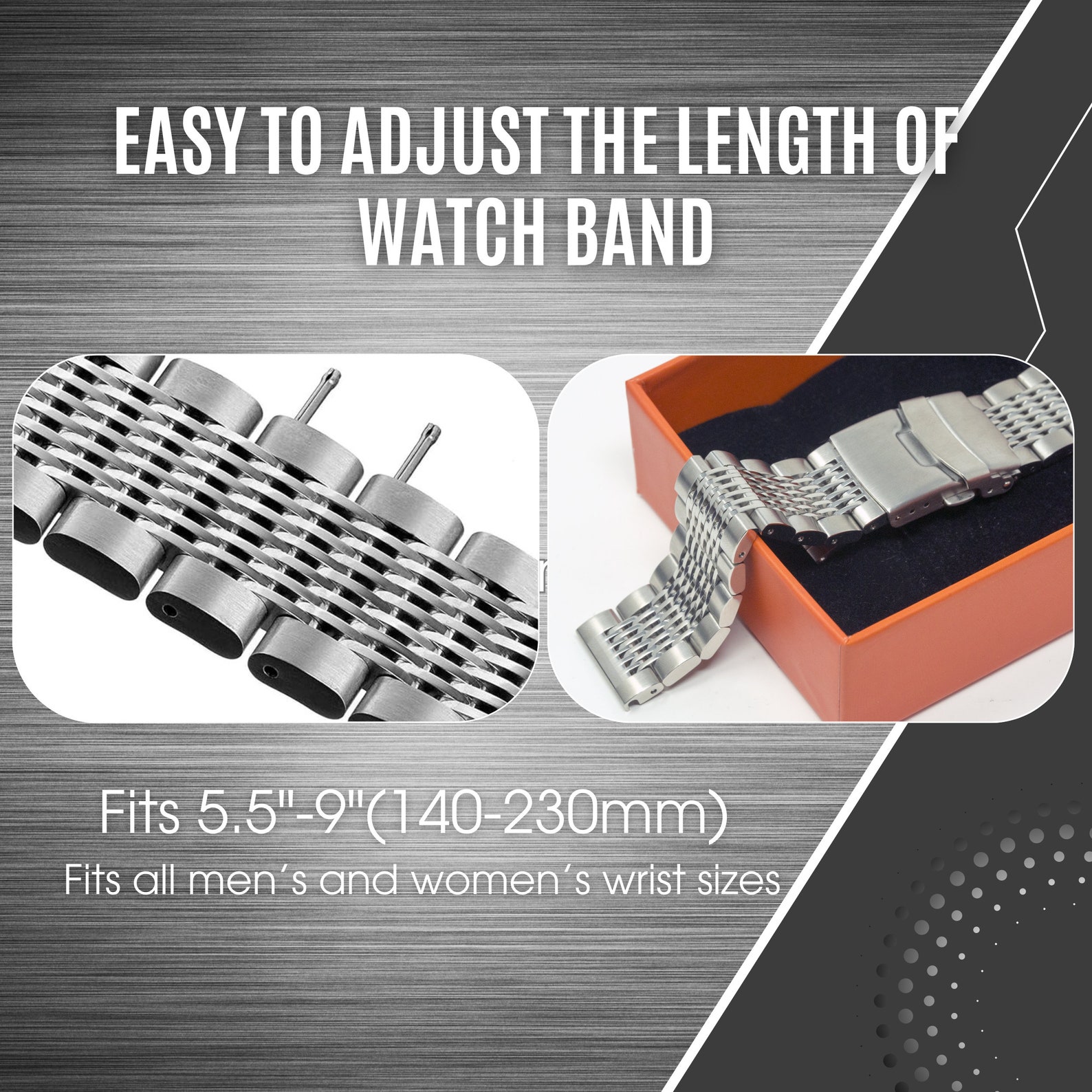 20mm, 22mm Stainless Steel Watch Band for Men and Women, Silver Strap, Durable Replacement ...