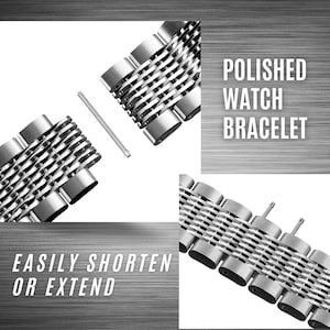 20mm, 22mm Stainless Steel Watch Band for Men and Women, Silver Strap ...