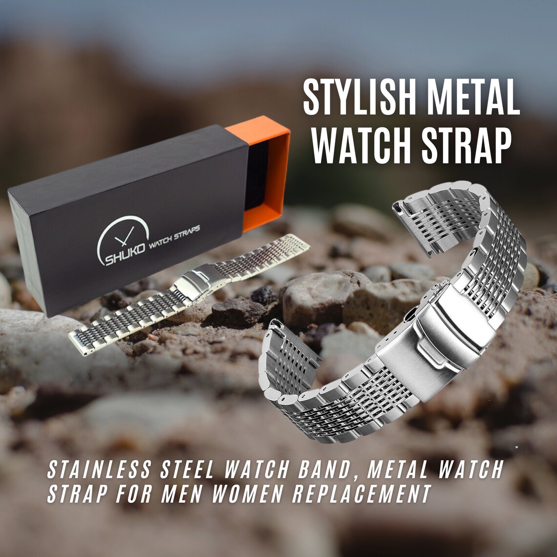 20mm, 22mm Stainless Steel Watch Band for Men and Women, Silver Strap ...