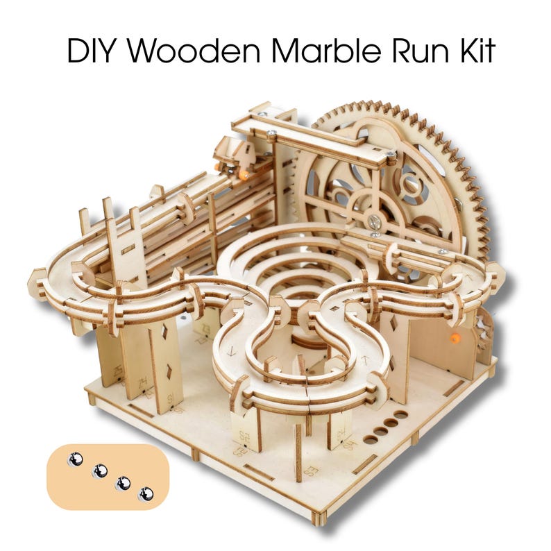 3D Wooden Marble Run DIY Kit | Mechanical Model Building Puzzle - Etsy