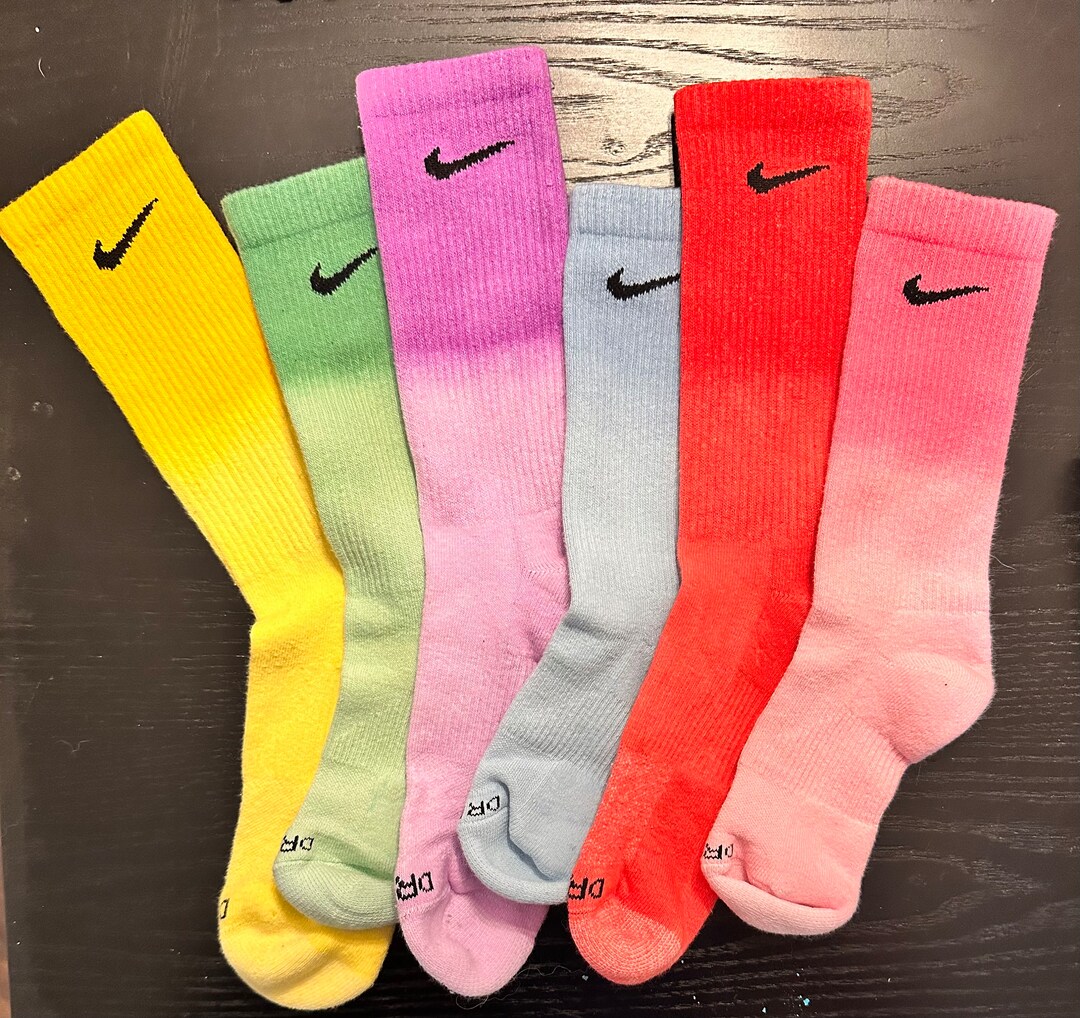 Hand Dyed Ombre Nike Crew Socks, Dri-fit, Casual Socks, Summer Socks ...