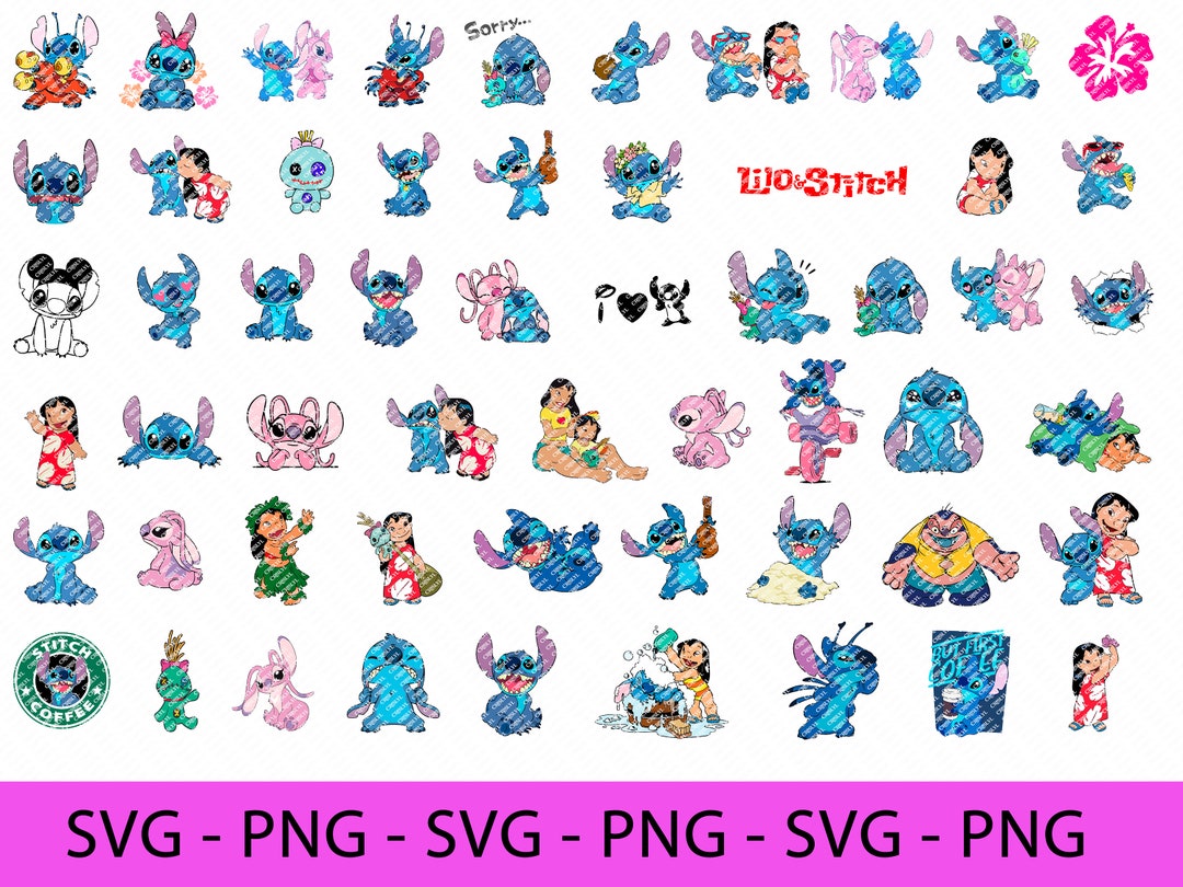 Paquete SVG stitch, PNG stitch, +200 archivos corte stitch y angel ...