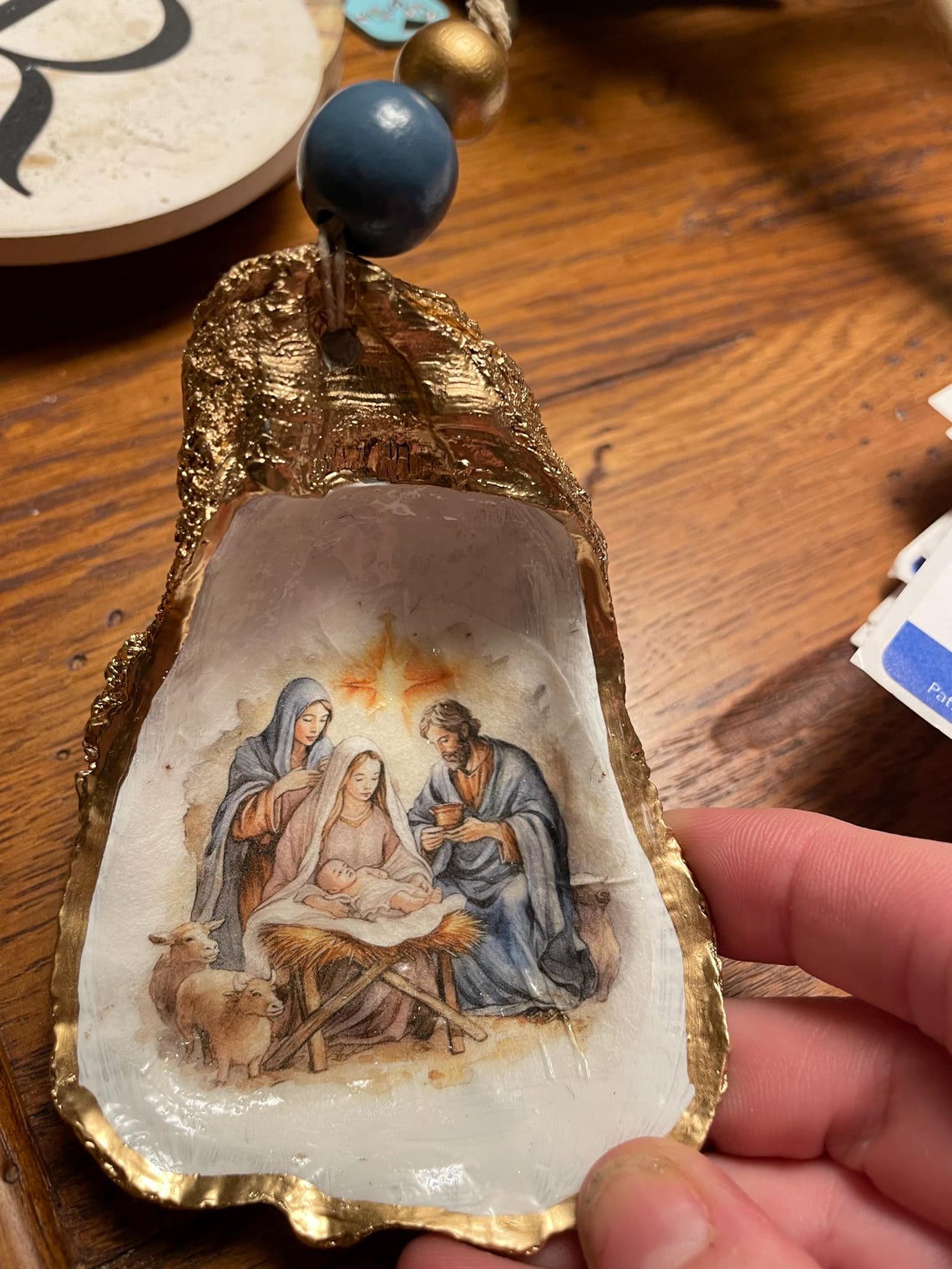 The Nativity - Decoupaged Oyster Shell Christmas Ornament - Item 1517 ...