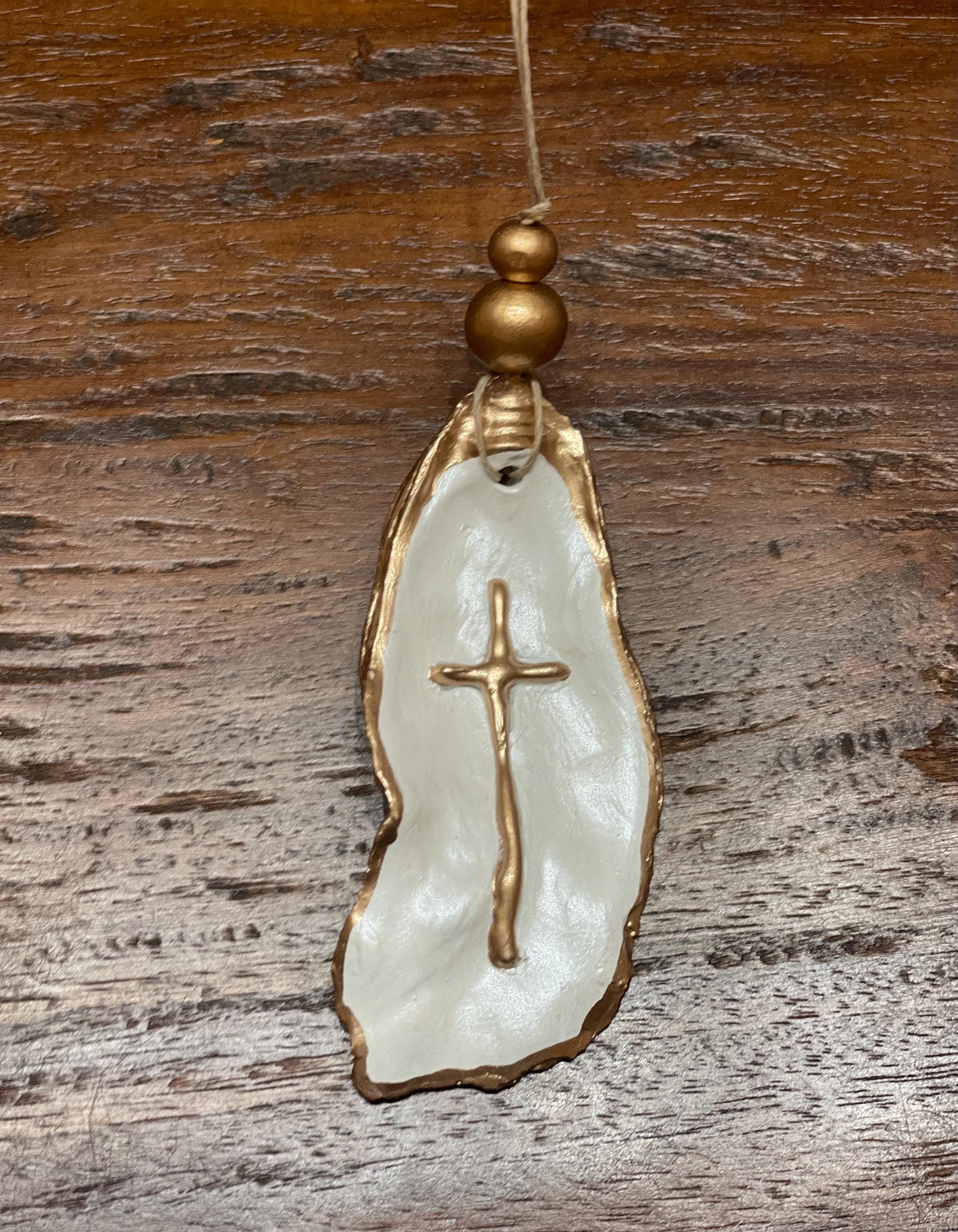 Golden Cross Oyster Shell Ornament - Item # 1300 - Etsy
