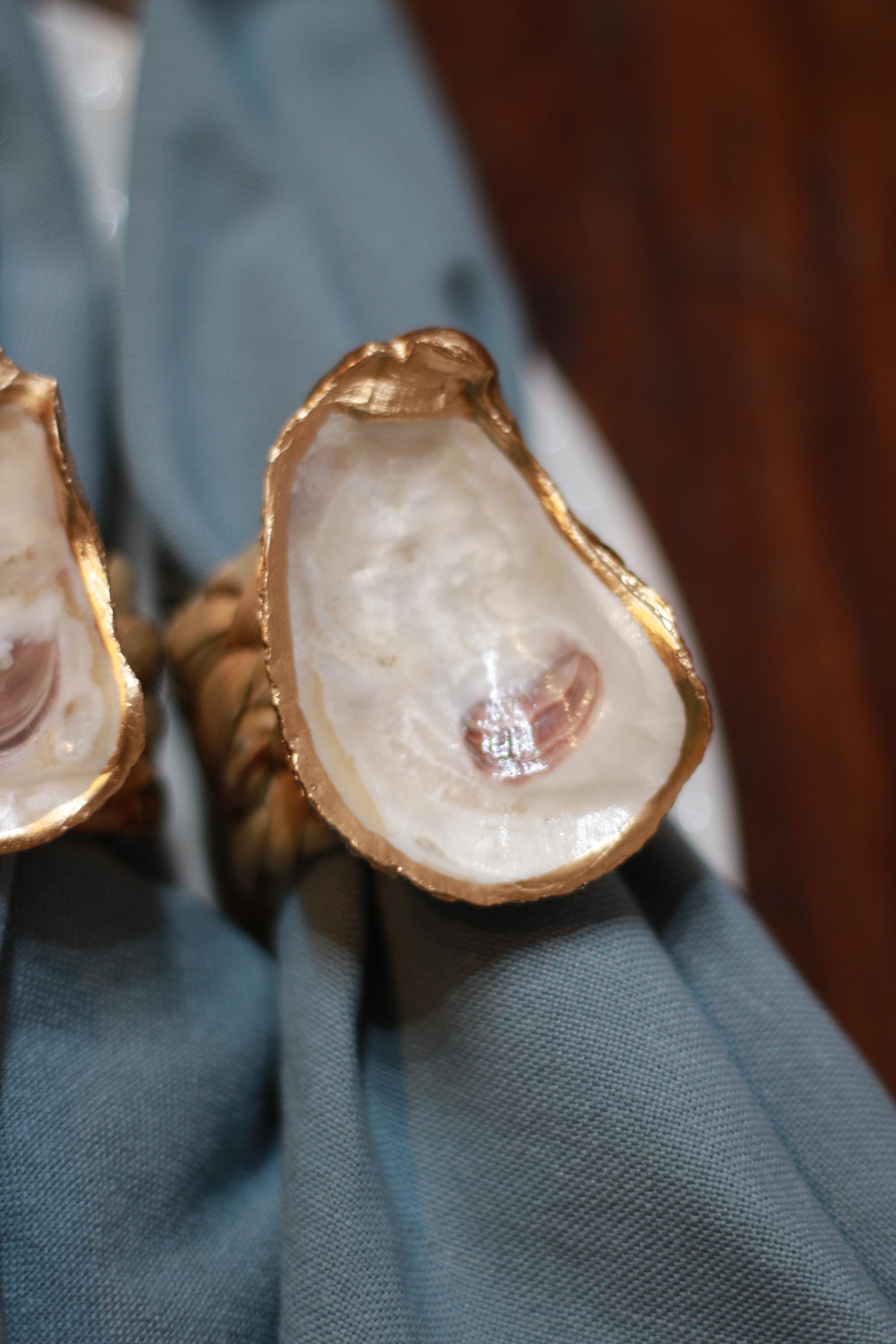 Golden Oyster Shell Napkin Rings set of 4 Item 1243 - Etsy